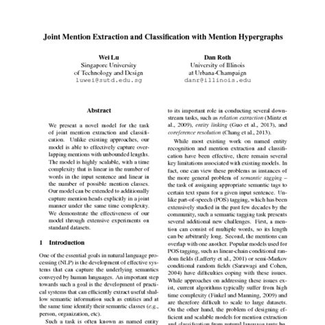 Joint Mention Extraction And Classification With Mention Hypergraphs Acl Anthology