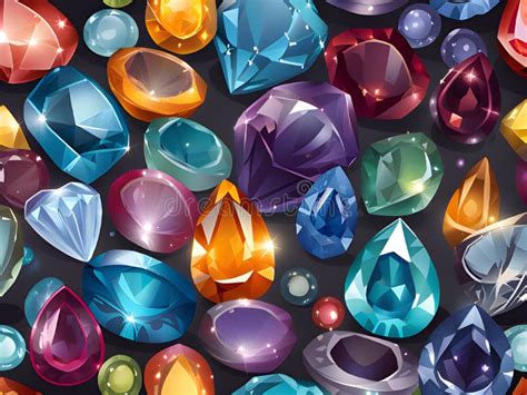 Gem Stones Creative Tile Background Graphic Design Digital Raster Bitmap Illustration Stock
