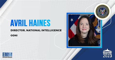 Dni Avril Haines Recognized With 2023 Wash100 Award For Threat