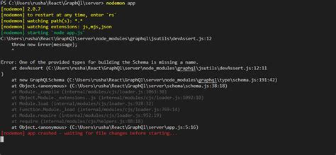 Node Js Error One Of The Provided Types For Building The Schema Is