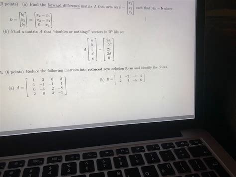 Solved 2 Points A Find The Forward Difference Matrix A