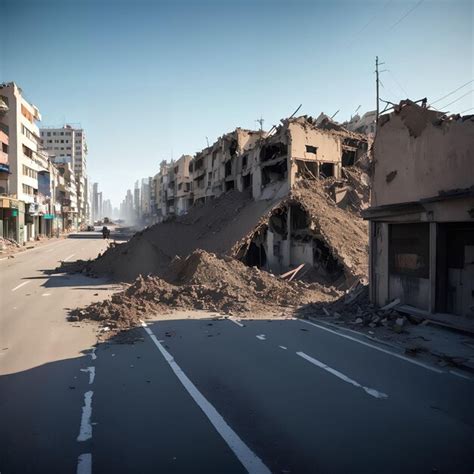 La Zona De Guerra Destruye El Arte Generativo De La Carretera Colapsada