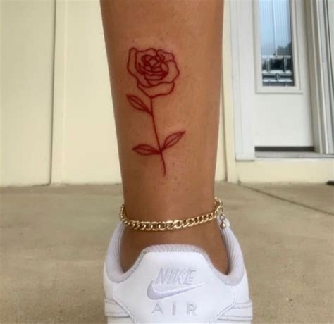 Red Rose Tattoo Simple Leg Tattoos Tasteful Tattoos Dainty Tattoos