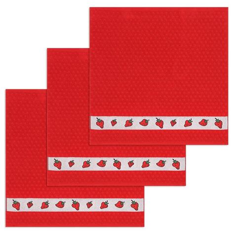 Kracht Geschirrtuch Erdbeere Set 3 Tlg 3 Teilig 3er Pack Frottee