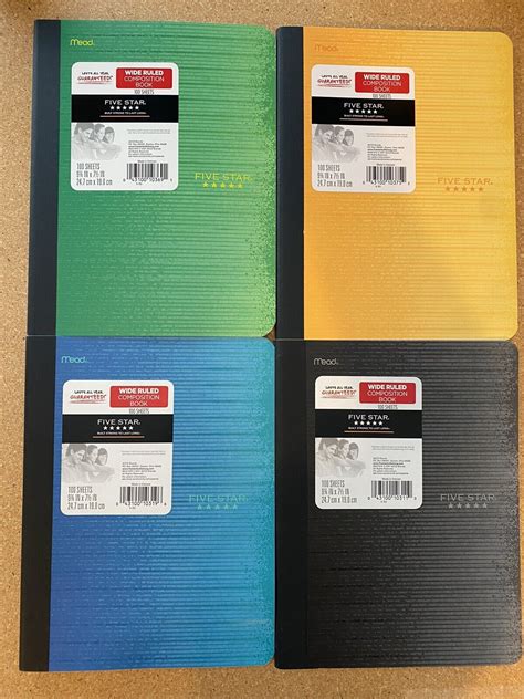Five Star Wide Ruled Composition Book Assorted Crown Office Supplies
