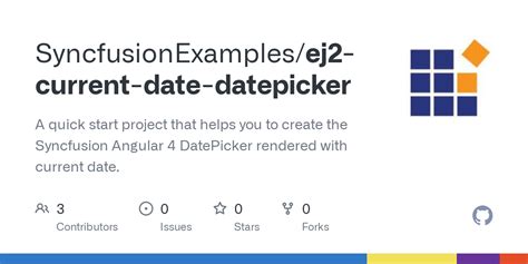 Github Syncfusionexamplesej2 Current Date Datepicker A Quick Start Project That Helps You To
