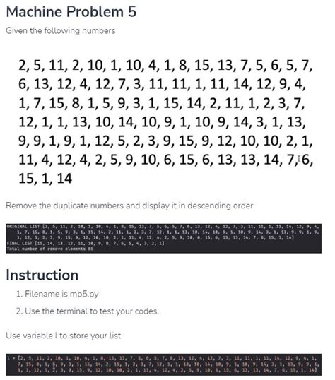 Solved Machine Problem 5 Given The Following Numbers 2 5 Chegg