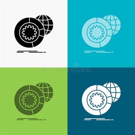 Data Big Data Analysis Globe Services Icon Over Various Background