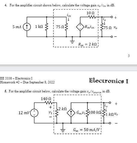 Solved For The Amplifier Circuit Shown Below Calculate Chegg