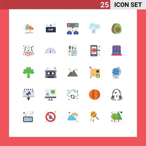 Mobile Interface Flat Color Set Of 25 Pictograms Of Egg Online Docs Corporate File Storage Cloud