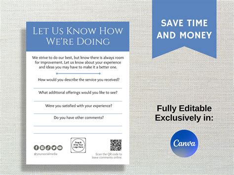 Comment Card For Suggestion Box Customer Feedback Form Fully Editable Exclusively In Canva