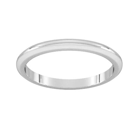 Goldsmiths 2mm D Shape Heavy Wedding Ring In Sterling Silver Gsdm 2mm