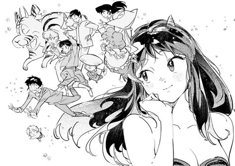 Lum Moroboshi Ataru Ten And Mendou Shuutarou Urusei Yatsura Drawn