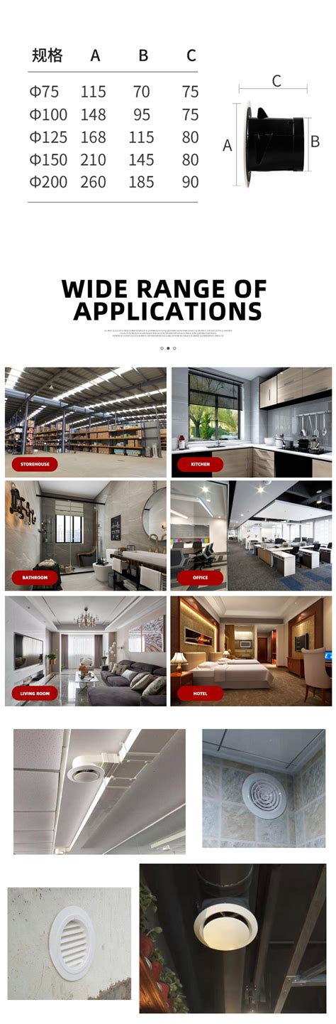 Abs Round Diffuser Plastic Ceilling Air Outlet Air Disc Valve Air Duct