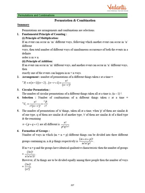 10 Permutations And Combinations Pdf Permutation Numbers