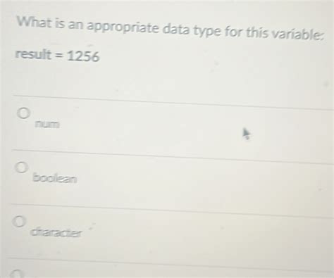 What Is An Appropriate Data Type For This Variable Result 1256 Num