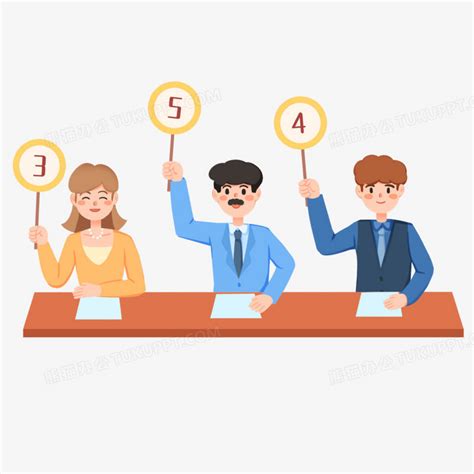 手绘卡通评委举牌打分免抠png图片素材下载 素材png 熊猫办公