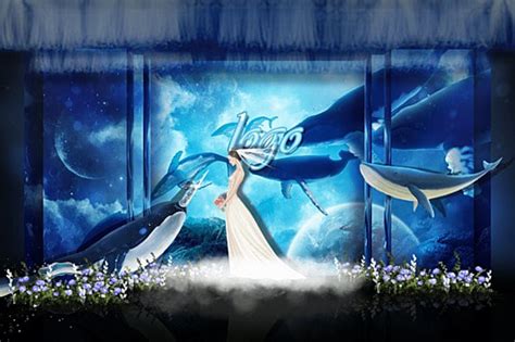 Effect Drawing Of Ocean Multi Level Whale Tail Wave Wedding Template