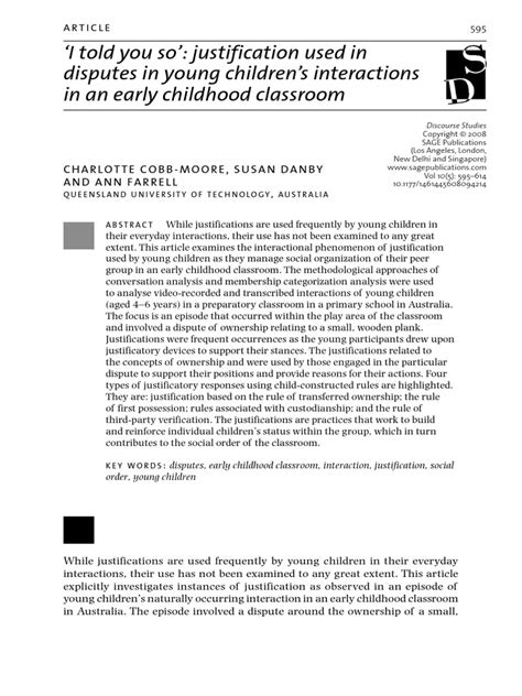 Cobb Moore Et Al 2008 I Told You So Justification Used In Disputes In