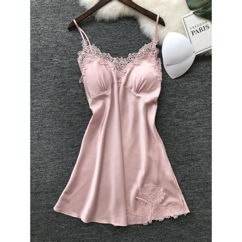 Nuisette Femme Sensuelle Robe De Nuit Satin Grande Taille Nuisette