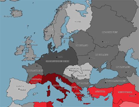 Map Of Europe 1939 Allies And Axis Powers Map