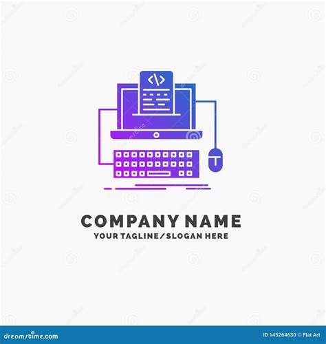 Code Coding Computer Monoblock Screen Purple Business Logo Template