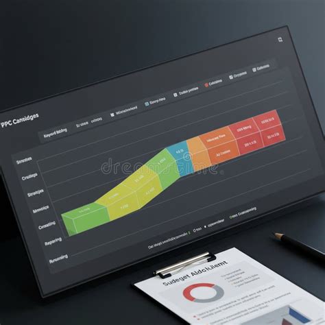 A Computer Monitor Displays A 3d Bar Graph Representing Ppc Campaign