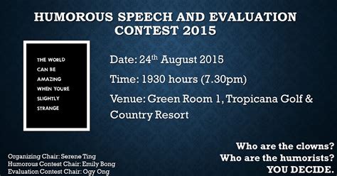Humorous Speech And Evaluation Contest