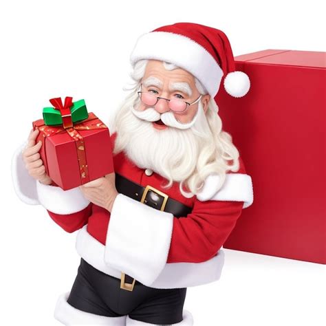 Premium AI Image Santa Claus Gleefully Holding A Christmas Gift