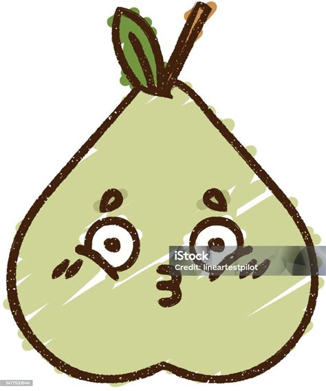Pear Chalk Drawing向量圖形及更多卡通圖片 卡通 垂直構圖 插圖 Istock