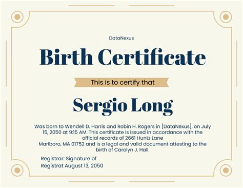 Free Printable Birth Certificate Template To Edit Online
