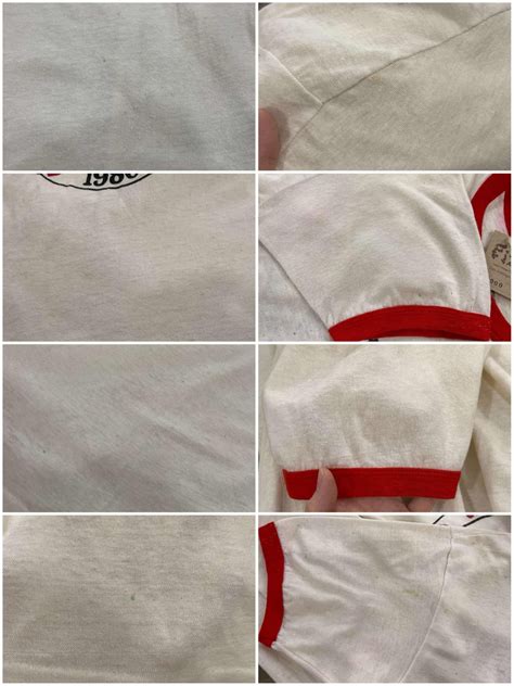 70s Hanes White×red Heart Print Ringer T Shirt L 3719 Fizzvintage