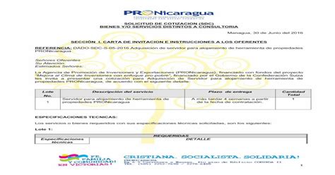 Solicitud De Cotizacion Sdc Bienes Yo Servicios Pronicaraguagob