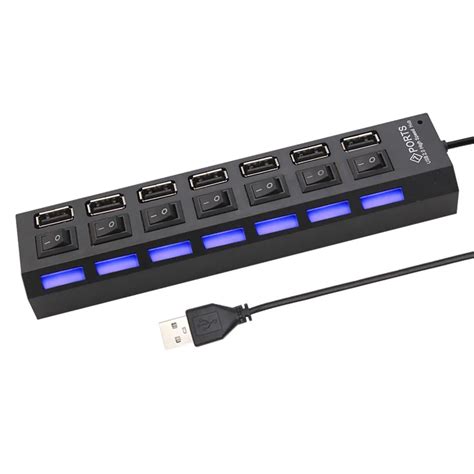 7 Port Usb 20 Hub Splitter With Individual Onoff Led Switches