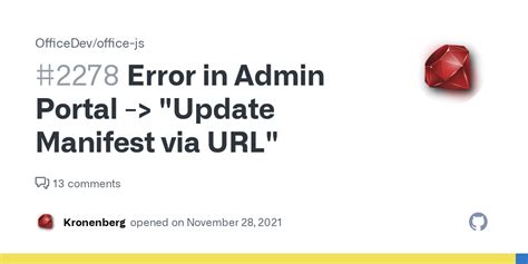 Error In Admin Portal Update Manifest Via Url · Issue 2278 · Officedevoffice Js · Github