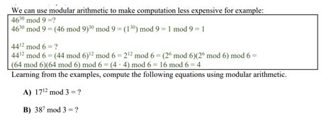Solved We Can Use Modular Arithmetic To Make Computation Chegg