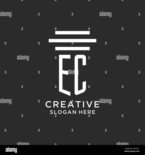 Ec Initials With Simple Pillar Logo Design Creative Legal Firm Logo