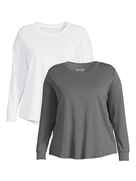 Terra And Sky Womens Plus Size Crewneck T Shirt With Long Sleeves 2