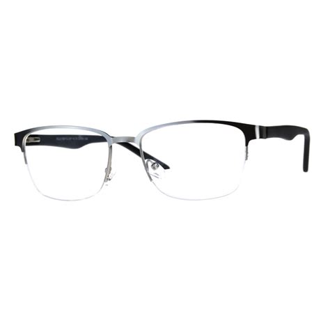 Mens Half Metal Rim Powered Bifocal Reading Eyeglasses Silver Black 20