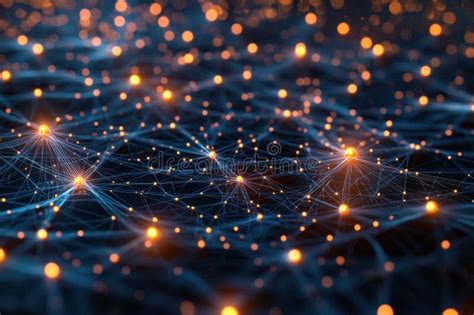 Complex Network Of Illuminated Connections Highlighting Technology And Data Flow Stock