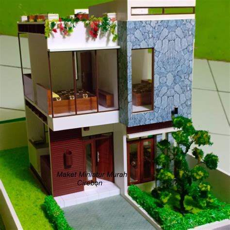 Jual Maket Rumah Minimalis Dua Lantai Handmade Miniatur Rumah Minimalis