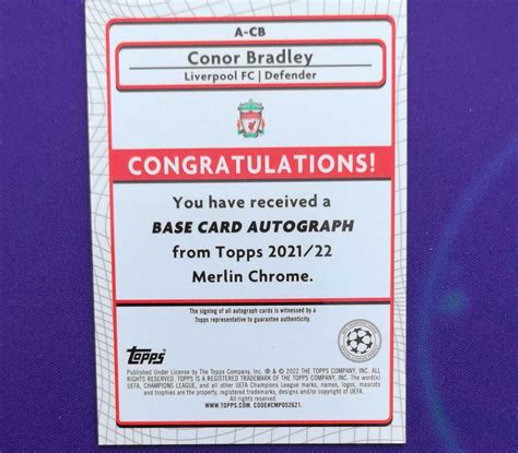 2021 22 Topps Merlin Chrome Conor Bradley Rc 〖热刺拍卖〗康纳 布拉德利 银折签 新秀 利物浦