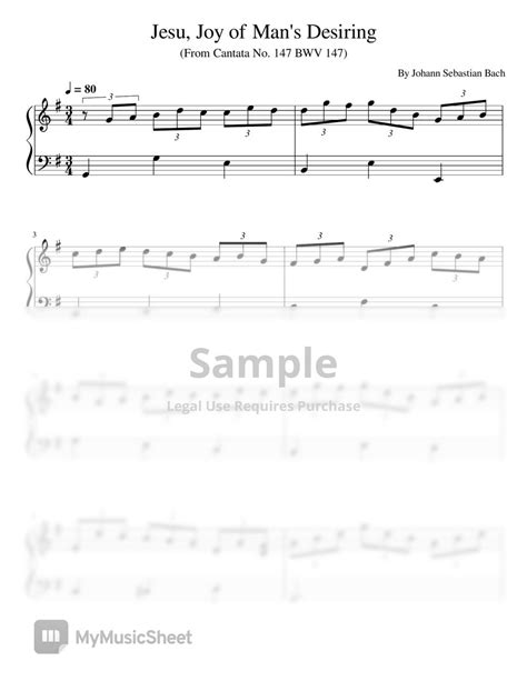 Johann Sebastian Bach Jesu Joy Of Man S Desiring For Easy Piano