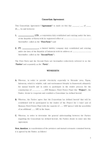 Consortium Agreement Sample Purchase This Doc Text 08118887270 Whatsapp Doc