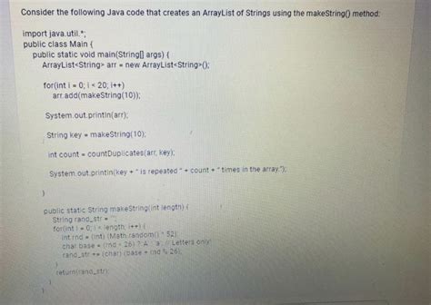 Solved Consider The Following Java Code That Creates An Chegg Com