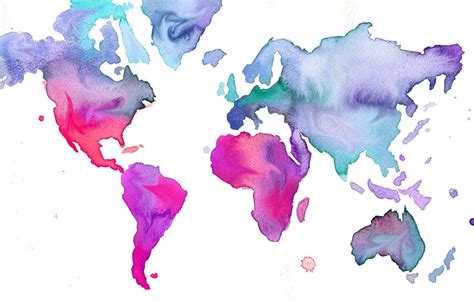 Watercolor World Map Illustration No 7 Print Etsy