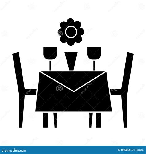 Tabla Del Restaurante Con Las Sillas Icono Ejemplo Del Vector Muestra