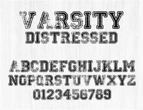DISTRESSED VARSITY Font SVG Png Ttf Varsity Alphabet Svg Letters And