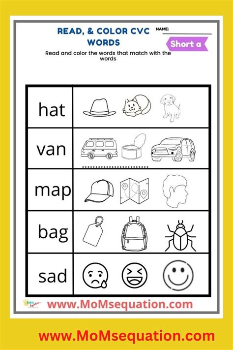 Read Color Cvc Words With Pictures Artofit