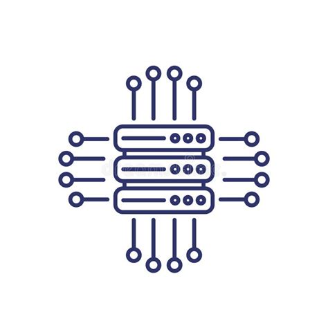 Mainframe Server Or Hosting Service Line Icon Stock Vector